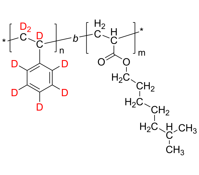 Poly(deuterated styrene-d8)-b-poly(iso-octyl acrylate)