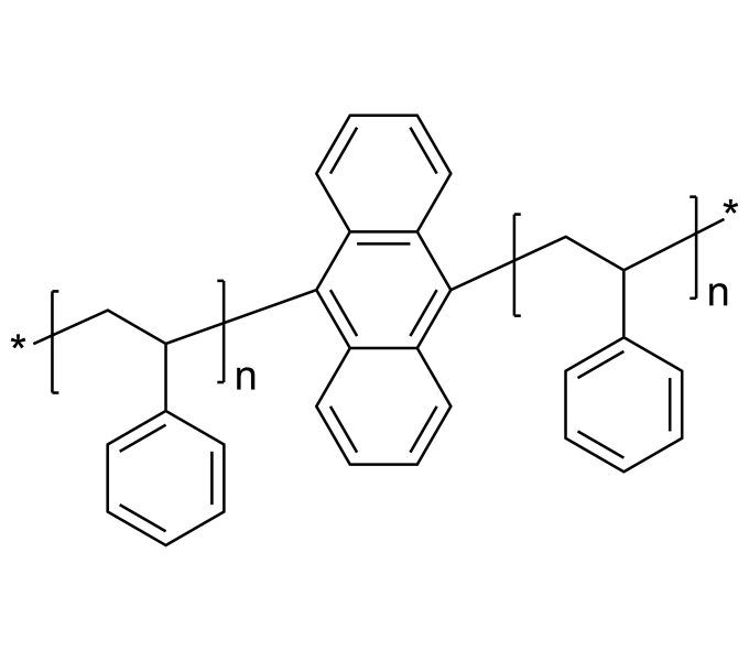 Poly(styrene), with anthracene in center of polymer chain