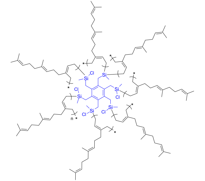 Poly(1,4-farnesene), 7-arm star polymer / Core: 1,2,3,4,5,6-hexakis ...