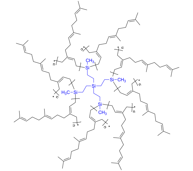 Poly(1,4-farnesene), 8-arm star polymer / Core: tetrakis(2-[methylsilyl ...