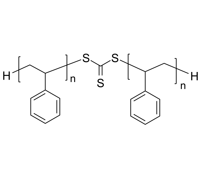 Poly(styrene), with trithiocarbonate (RAFT moiety) in center