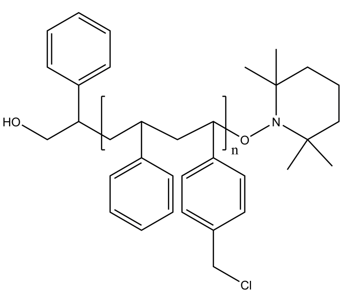 Poly(styrene–co–4-vinylbenzyl chloride), (α-hydroxy, ω-TEMPO)-terminated