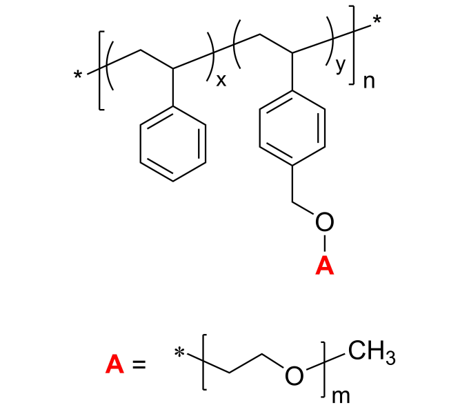 Poly(styrene)-graft-poly(ethylene oxide), PEO is methoxy-terminated