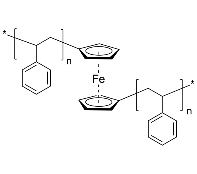 Poly(styrene), with ferrocene group in center of polymer chain